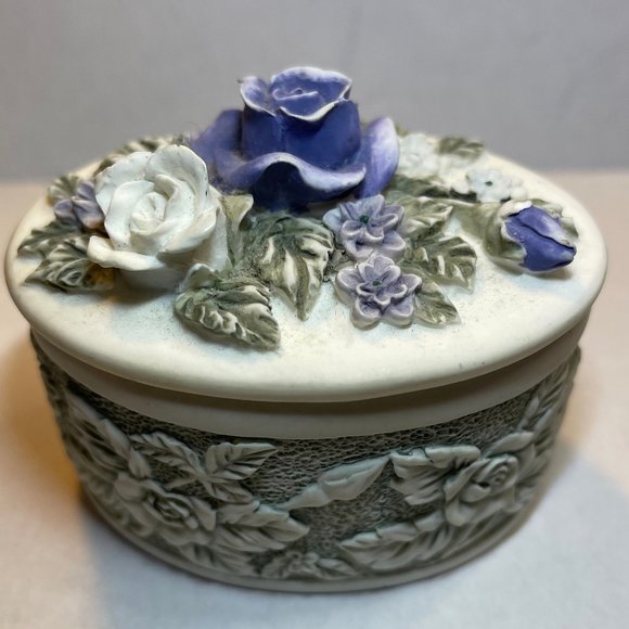Storage & Organization | Small Trinket Box With Lavender And White ...